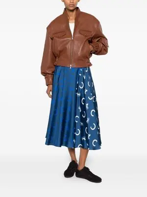 Celine Silk A-line Skirt With Logo Print