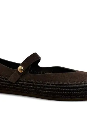 Loewe Rio Suede And Raffia Ballerinas - Multicolor