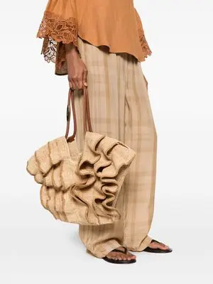 Zimmermann Raffia Tote With Ruffle Detail