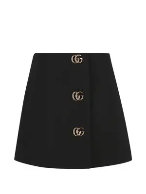 Gucci Wool Mini Skirt With Interlocking G Detail - Multicolor