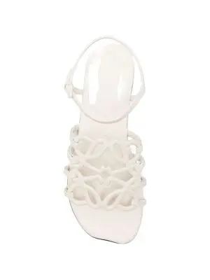 Loewe White Leather Anagram Sandals - Multicolor