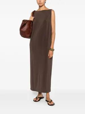 Issey Miyake Sleeveless Boat Neck Maxi Dress