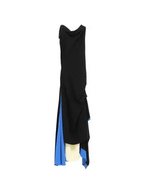 Loewe Long Asymmetric Dress With Draped Detailing - Multicolor