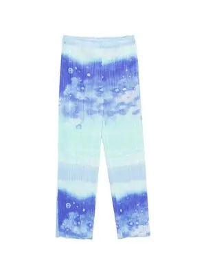 Issey Miyake Cropped Pleated Trousers With Abstract Print - Multicolor