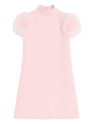 Valentino Garavani Feathered Wool And Silk Dress - Multicolor