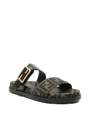 Fendi Ff-logo Double Strap Flat Sandals