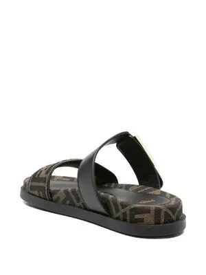 Fendi Ff-logo Double Strap Flat Sandals