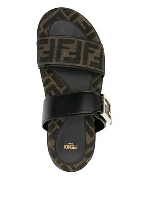 Fendi Ff-logo Double Strap Flat Sandals