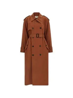 Saint Laurent Cotton And Silk Trench Coat - Multicolor