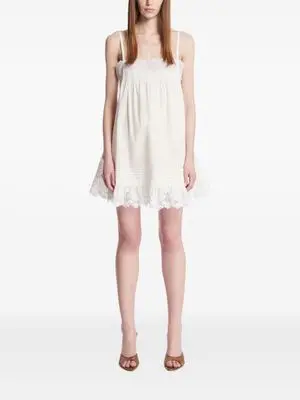 Saint Laurent Embroidered Cotton Mini Dress