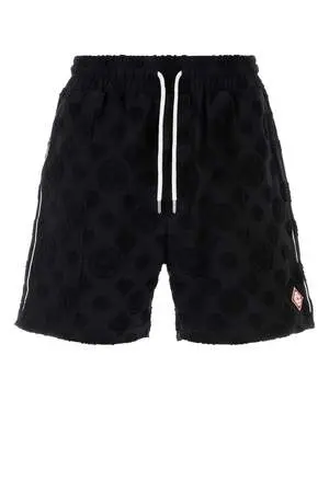Casablanca Black Cotton Blend Textured Bermuda Shorts - Multicolor