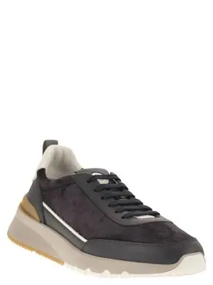 Brunello Cucinelli Washed Suede And Semi-gloss Calfskin Runners