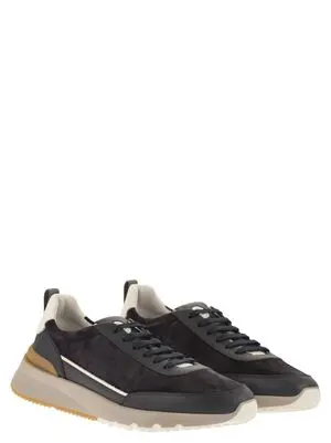 Brunello Cucinelli Washed Suede And Semi-gloss Calfskin Runners