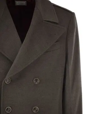 Brunello Cucinelli Double-breasted Pure Wool Tailored Coat