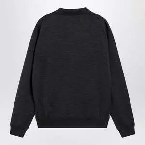 Valentino Garavani Wool Polo Shirt With Vlogo Embroidery In Anthracite