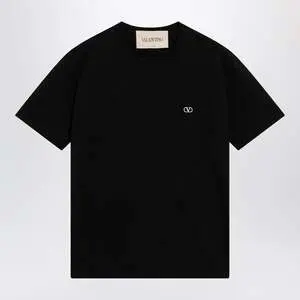 Valentino Garavani Cotton T-shirt With Vlogo Embroidery - Black