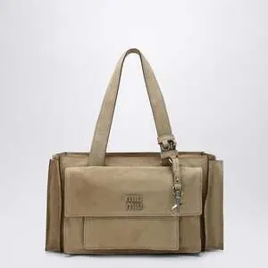 Miu Miu MIU MIU Suede Satchel Bag Cream