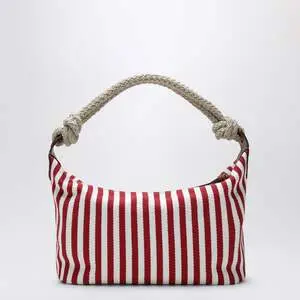 Miu Miu Striped Canvas Bag With Knotted Rope Handle - Red