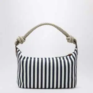 Miu Miu Striped Canvas Bag With Knotted Top Handle - Blue
