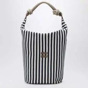 Miu Miu Striped Canvas Bag - Blue