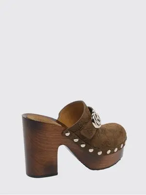 Gucci Suede Embossed Platform High Heel Clogs