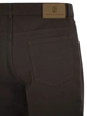Brunello Cucinelli Garment-dyed Five-pocket Cotton Trousers - Brown