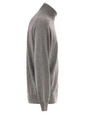 Brunello Cucinelli High-necked Zip-up Cashmere Cardigan - Gray