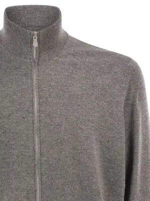 Brunello Cucinelli High-necked Zip-up Cashmere Cardigan - Gray