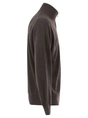 Brunello Cucinelli Cashmere Quarter Zip Sweater - Brown