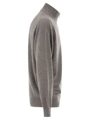 Brunello Cucinelli Cashmere Quarter Zip Sweater - Gray