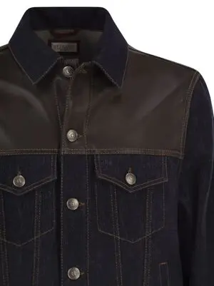 Brunello Cucinelli Cotton Denim Jacket With Leather Details