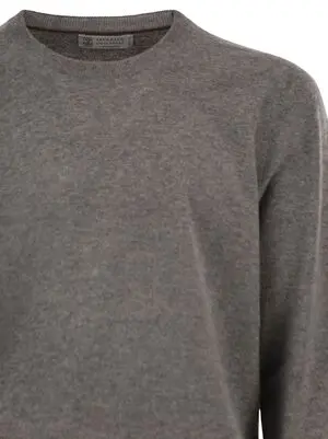 Brunello Cucinelli Pure Cashmere Crew Neck Sweater - Gray