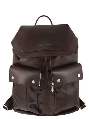 Brunello Cucinelli Leather Utility Backpack - Red