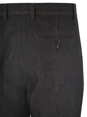 Brunello Cucinelli Tailored Cotton Denim Trousers With Pleats