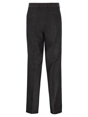 Brunello Cucinelli Tailored Cotton Denim Trousers With Pleats - Multicolor