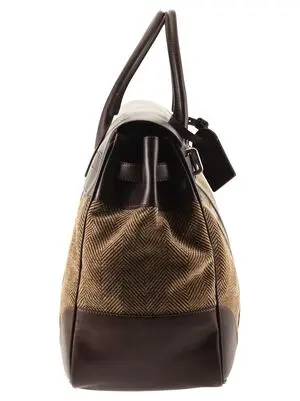 Brunello Cucinelli Herringbone And Leather Weekender Bag