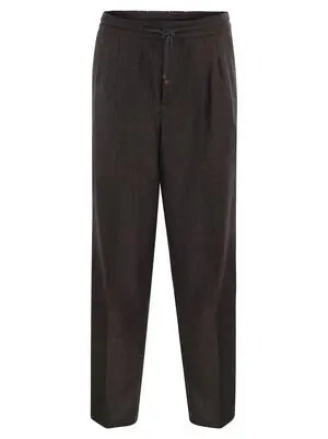 Brunello Cucinelli Virgin Wool Tailored Jogger Trousers - Brown