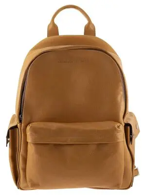 Brunello Cucinelli Grained Leather Backpack With Patch Pockets - Multicolor