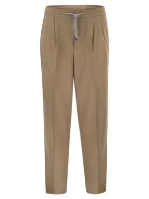 Brunello Cucinelli Virgin Wool Tailored Jogger Trousers - Brown