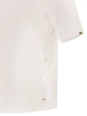 Herno Cotton T-shirt With Logo Buttons - White