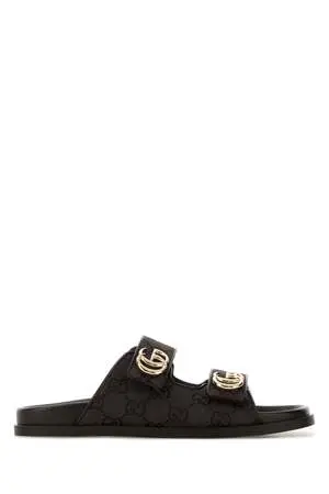 Gucci Dark Canvas Slides - Brown