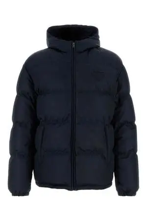 Prada Re-nylon Down Jacket With Hood - Blue