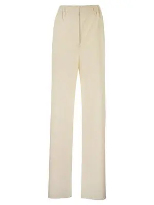 Max Mara Fluid Tailored Trousers In Pure Virgin Wool - Cream
