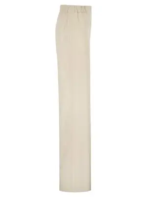 Max Mara Fluid Tailored Trousers In Pure Virgin Wool - Cream