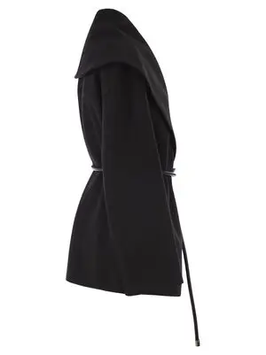 Sportmax Virgin Wool Wrap Short Coat With Shawl Collar