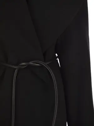 Sportmax Virgin Wool Wrap Short Coat With Shawl Collar