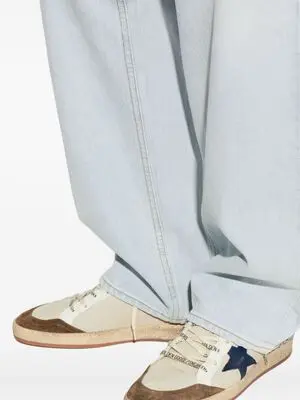 GOLDEN GOOSE Ball Star Leather Sneakers With Star Patch And Distressed Finish - Multicolor