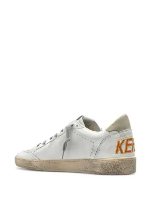 GOLDEN GOOSE Ball Star Leather Sneakers With Star Patch And Distressed Finish - Multicolor