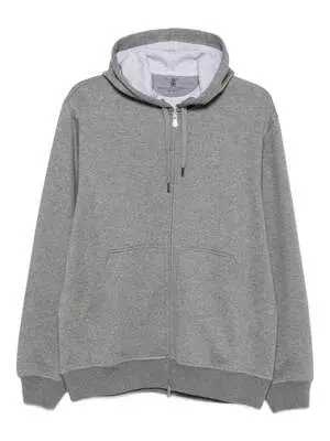 BRUNELLO CUCINELLI BRUNELLO CUCINELLI Grey Cotton Blend Zip-Up Hoodie