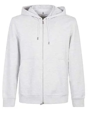 Brunello Cucinelli Heather Grey Cotton Blend Zip-up Hoodie - Multicolor